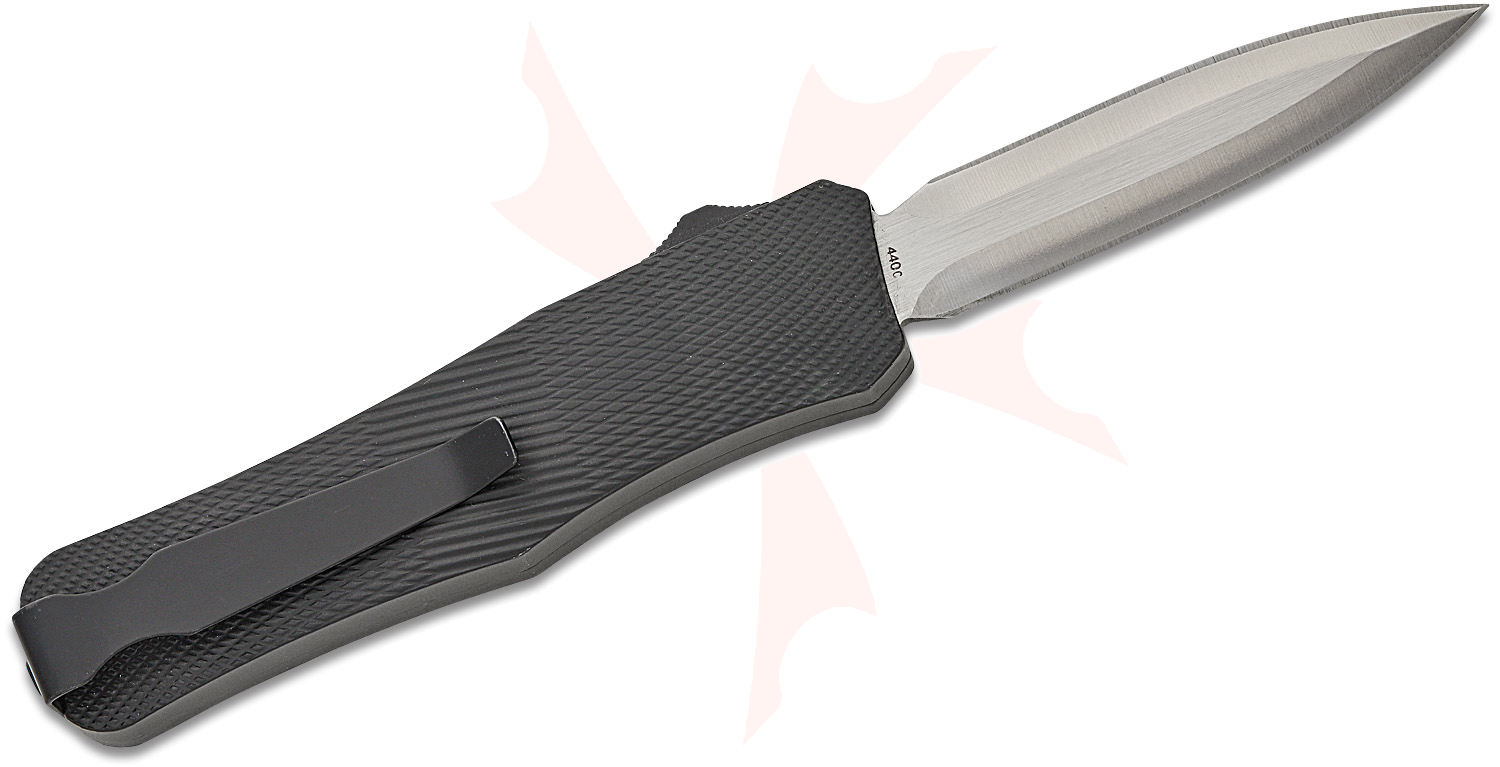 Mantis 813 AUTO OTF Knife 3.25" 440C Satin Plain Double Edge Dagger ...