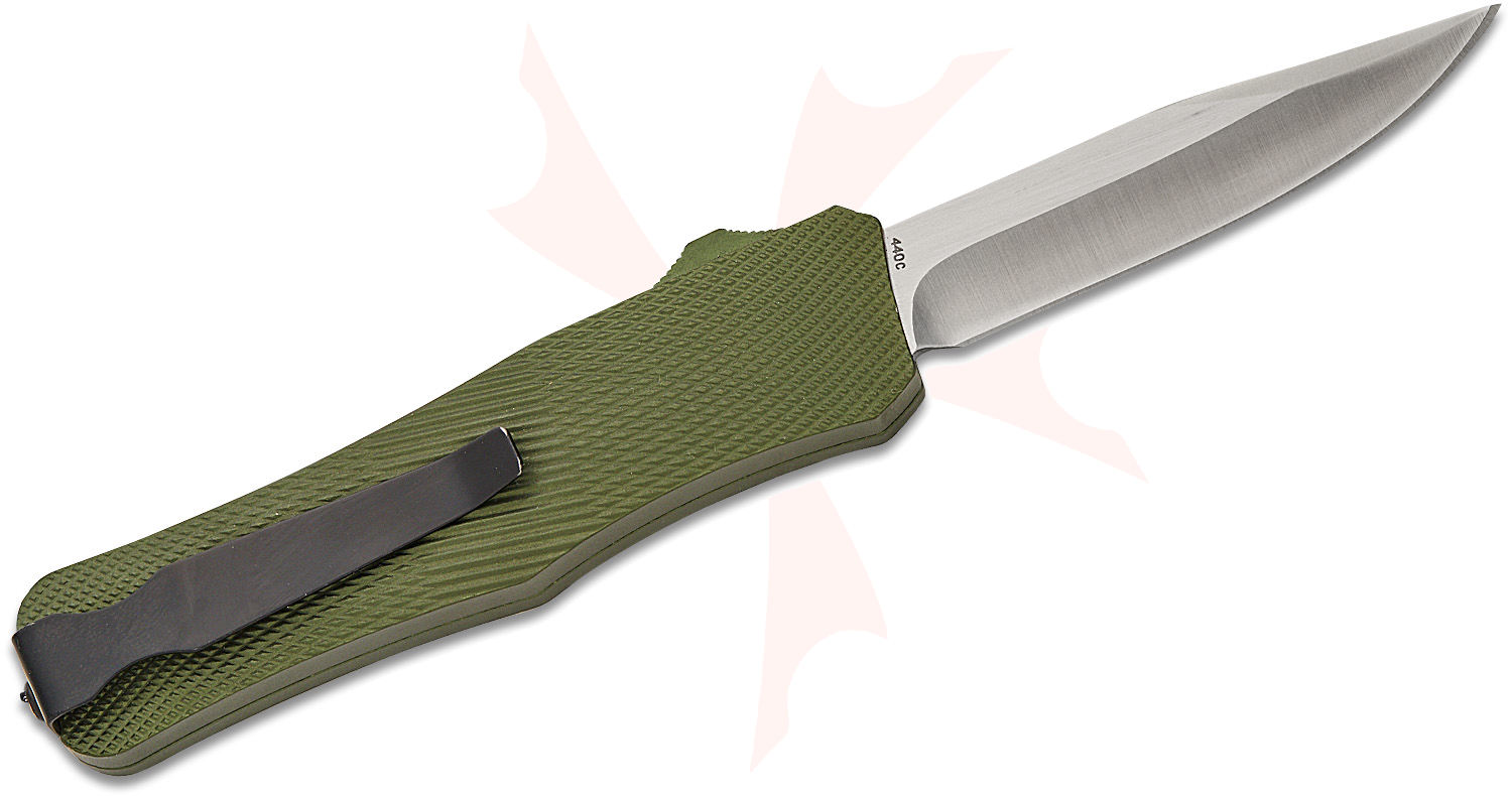 Mantis 815 AUTO OTF Knife 3.25" 440C Satin Drop Point Blade, OD Green ...