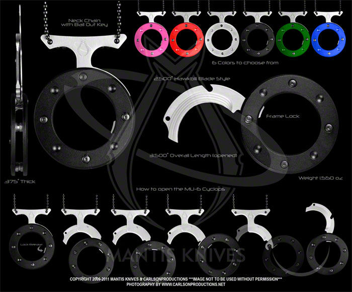 Mantis MU-6b Cyclops Utility Neck Knife 2.5" Hawkbill Blade, Black ...