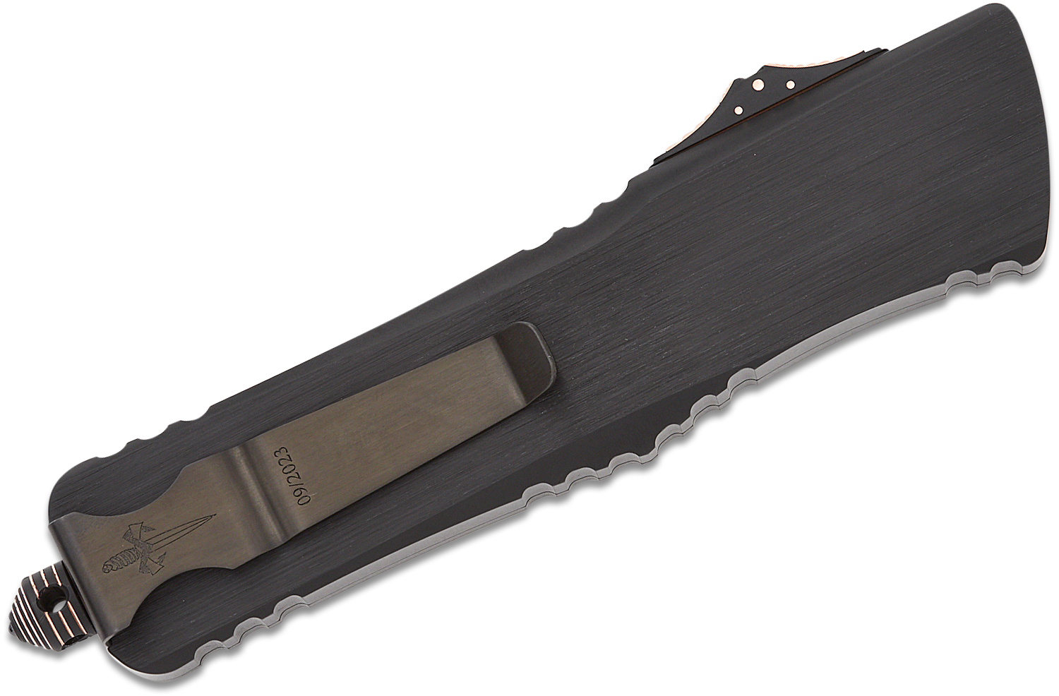 Marfione Custom Knives Combat Interceptor OTF AUTO 3.875" Boker Forge Volcanic River Damascus ...