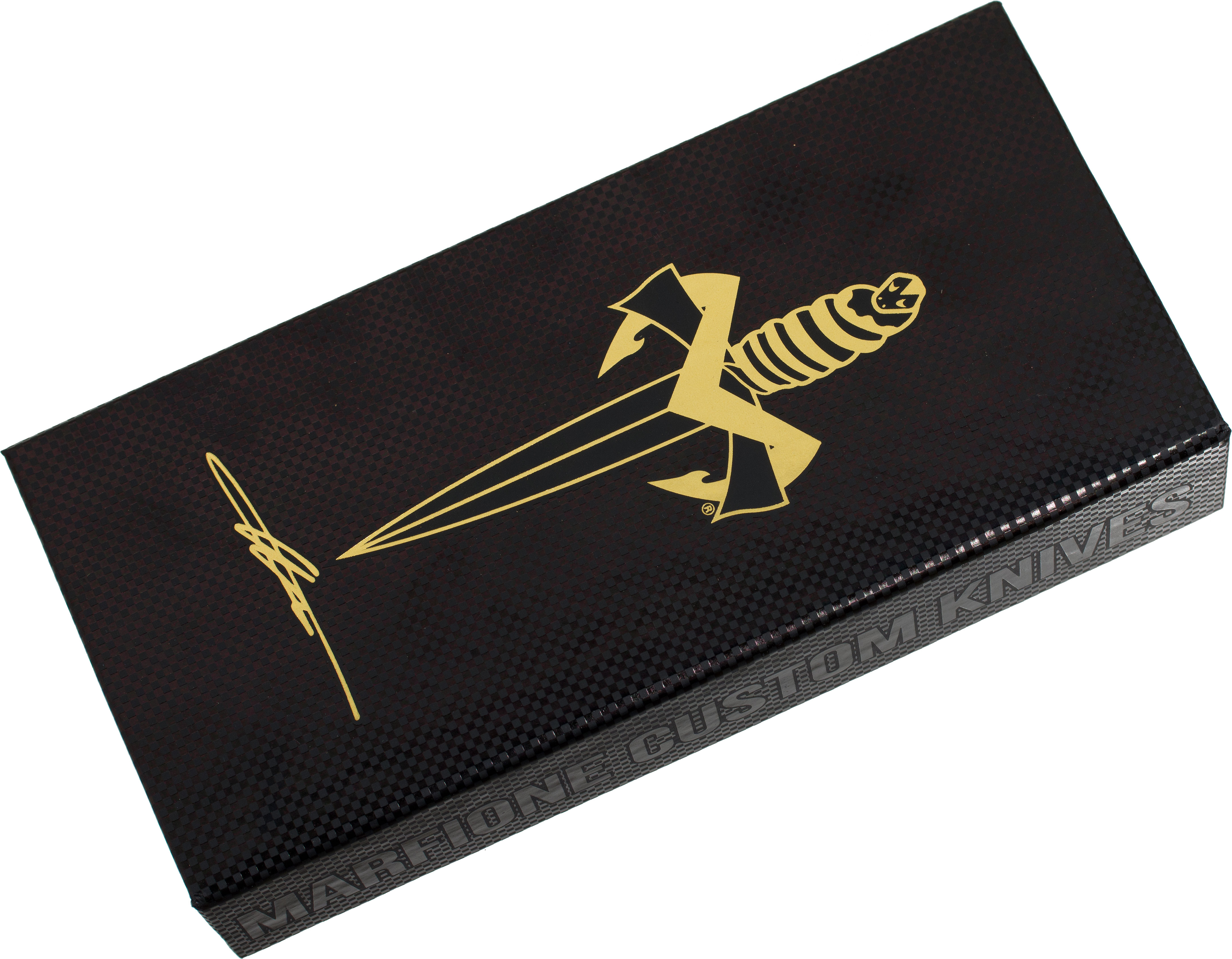 Marfione Custom Knives Anax 3.75" Blued Ball Bearing Damascus Blade ...