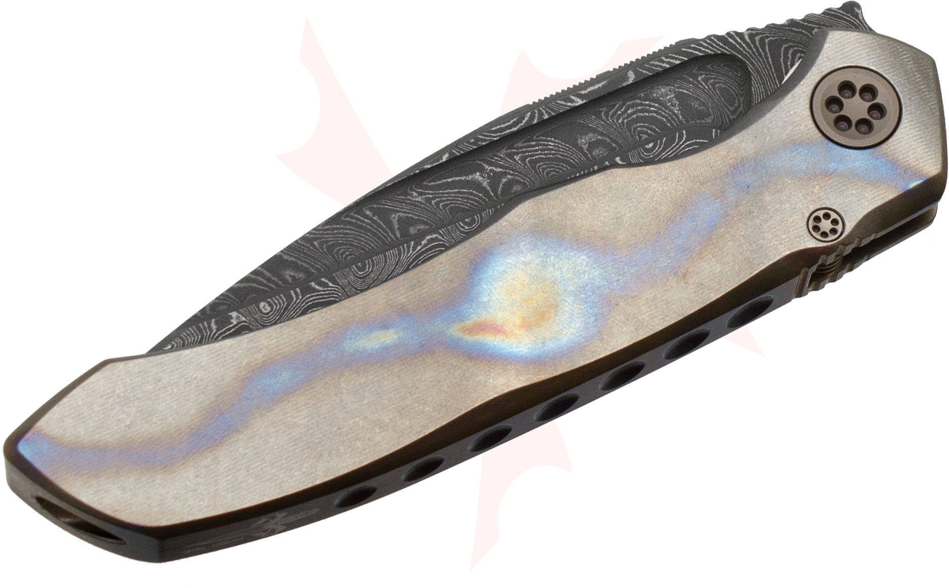 Marfione Custom Knives Anax 3.75" CN Elmax Damascus Plain Blade, Flamed ...