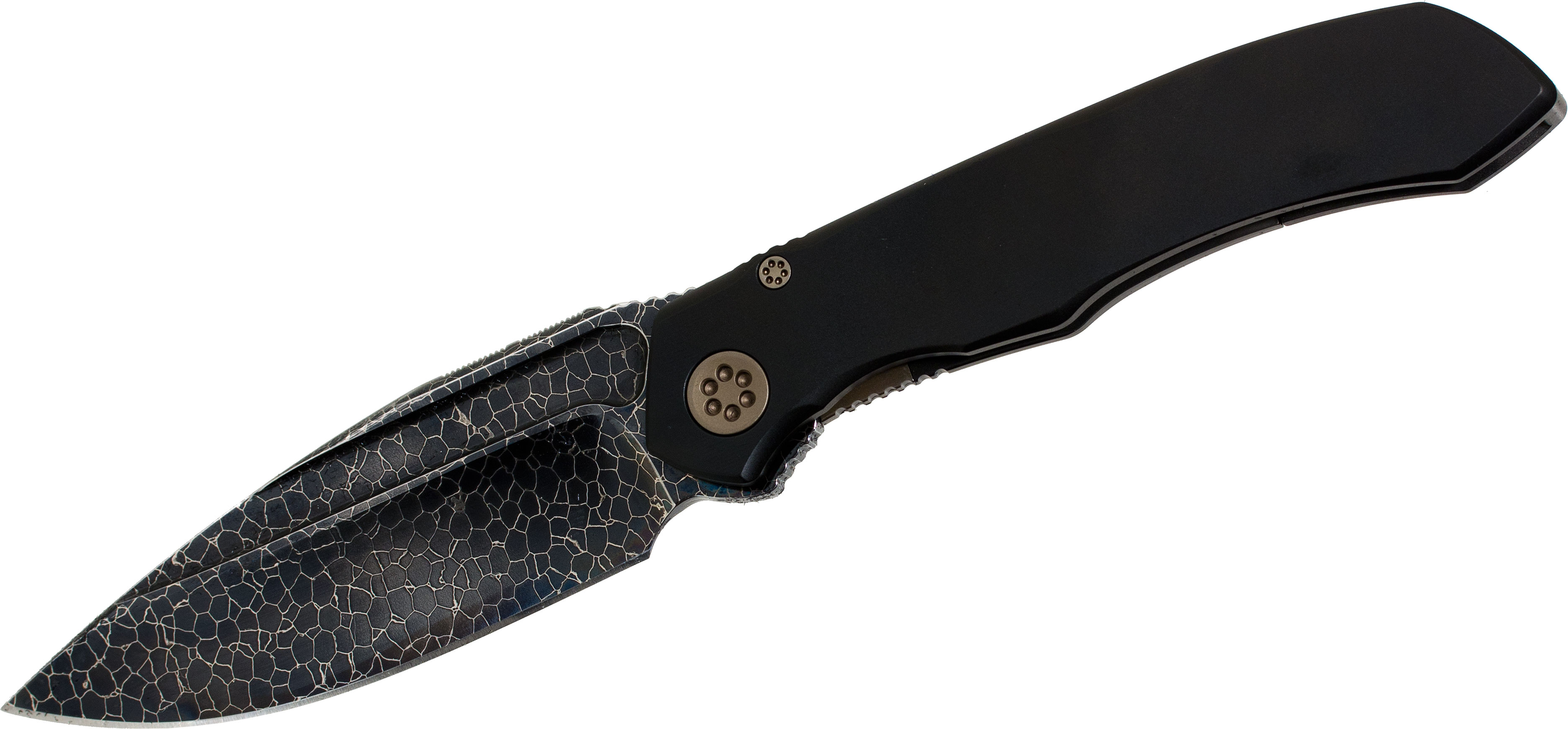 Marfione Custom Knives Anax 3.75" Blued Ball Bearing Damascus Blade ...