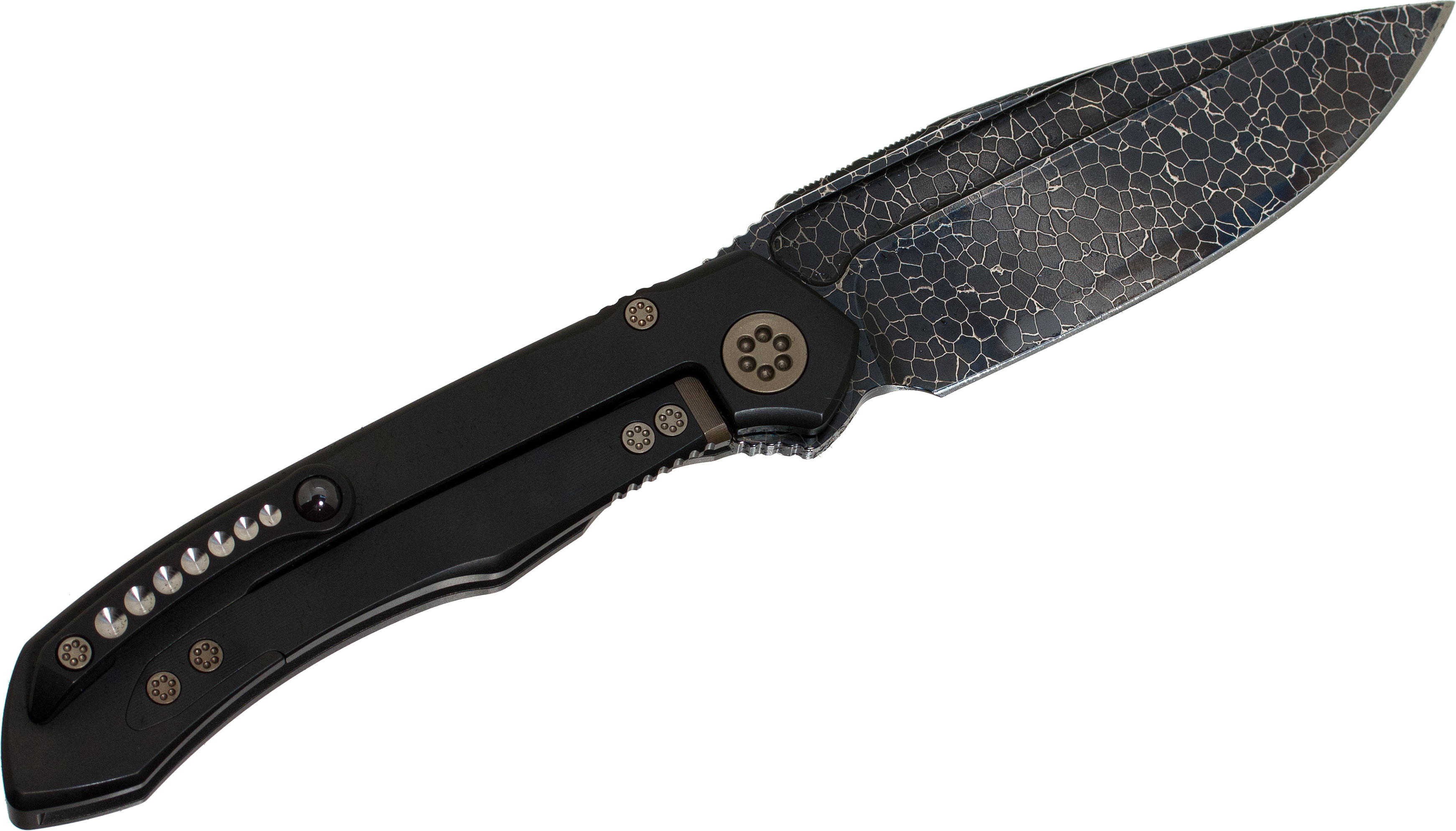 Marfione Custom Knives Anax 3.75" Blued Ball Bearing Damascus Blade ...