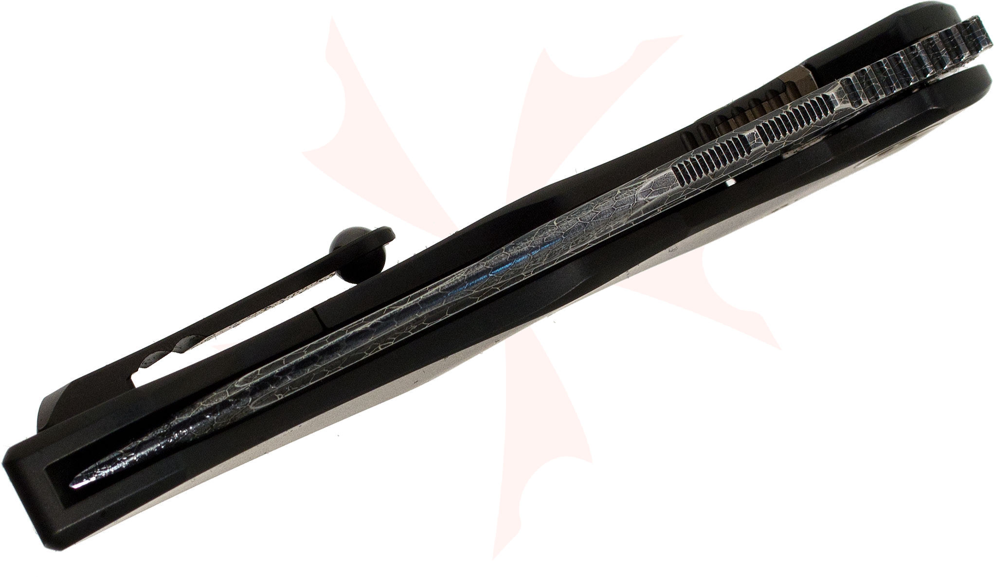 Marfione Custom Knives Anax 3.75" Blued Ball Bearing Damascus Blade ...