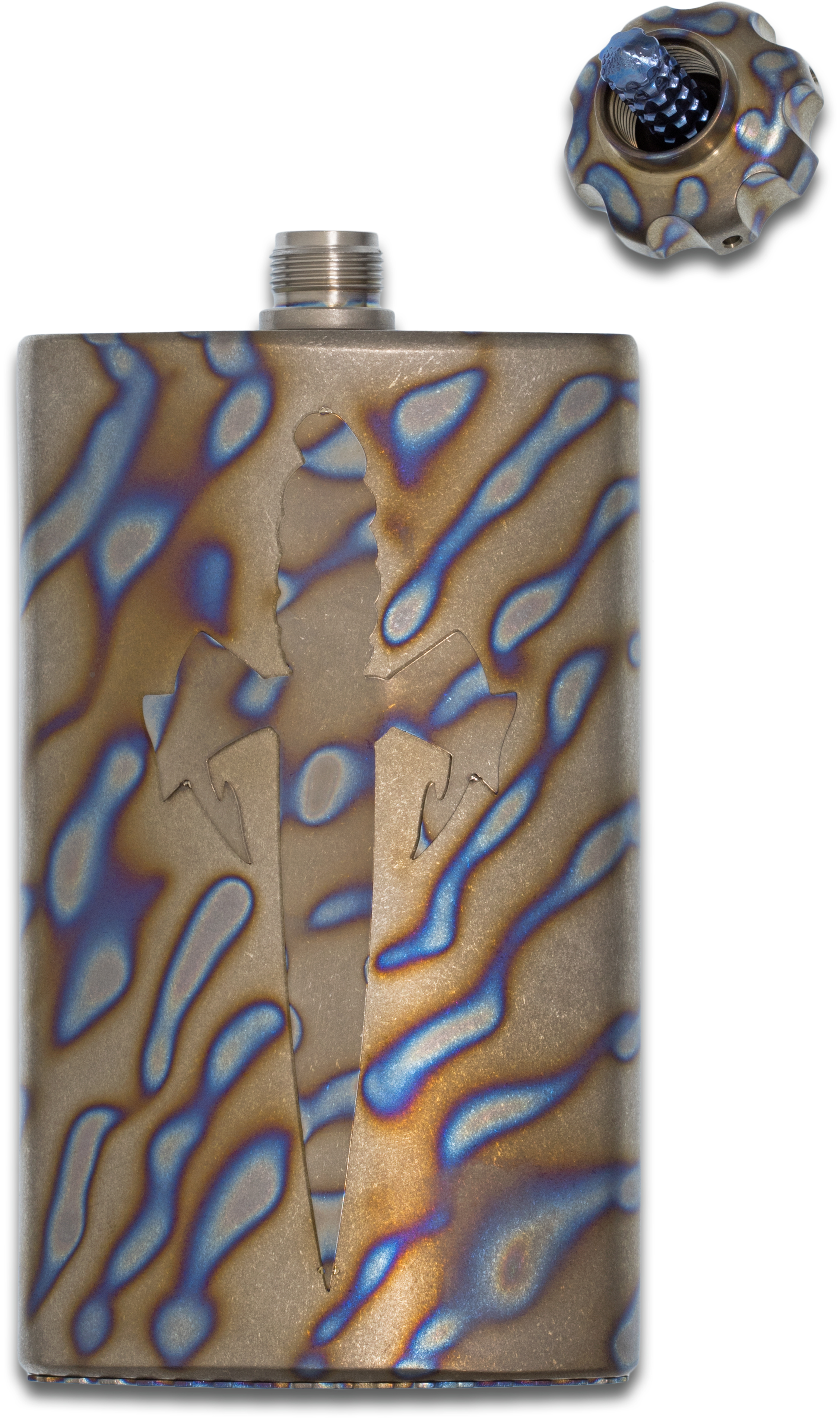 Marfione Custom Blood & Iron Tactical Tall Flask, Flamed Titanium with ...