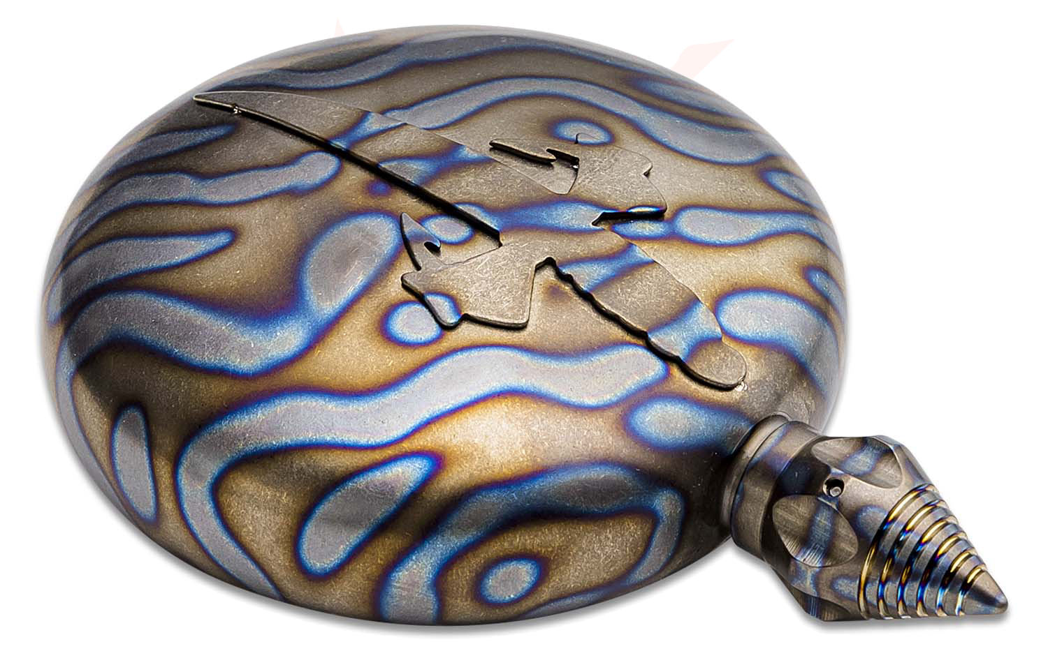 Marfione Custom Blood & Iron Tactical Round Flask, Flamed Titanium with ...