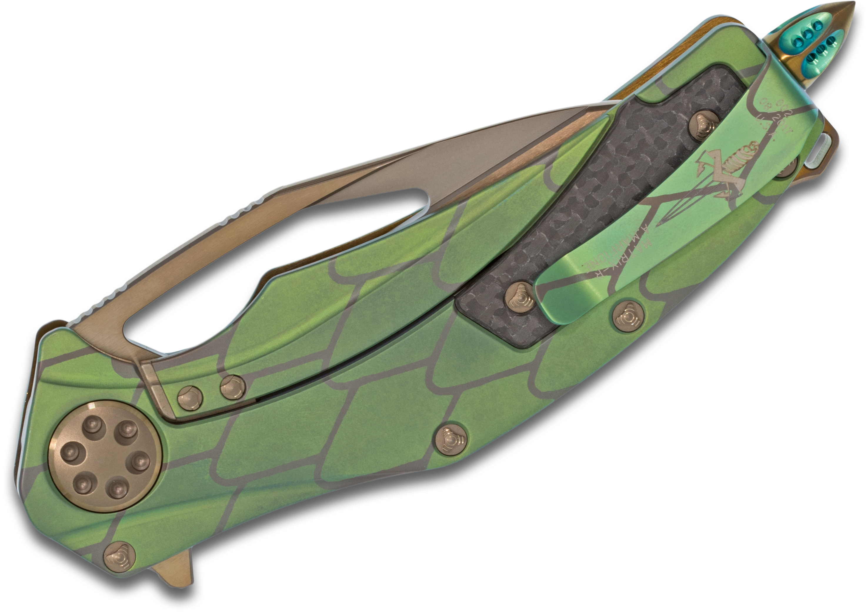 Marfione Custom Knives Matrix R Flipper 3.75" M390 Bronzed Satin Blade ...