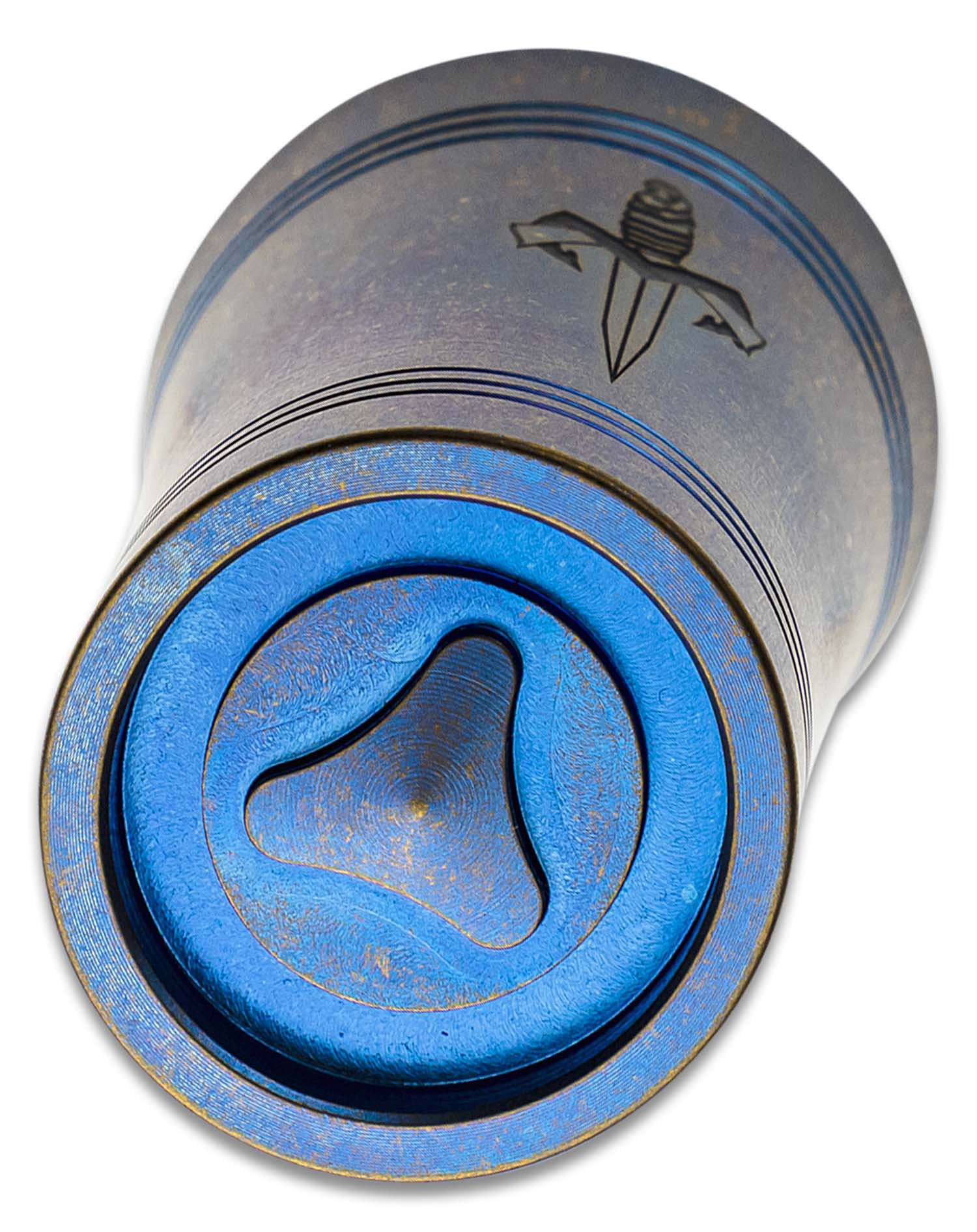 Marfione Custom Knives Blue Titanium Single Dagger Shot Glass ...