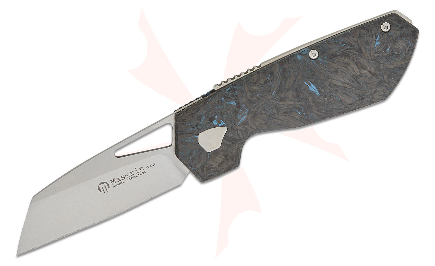 Maserin 371/B W2 Folding Knife 3.15" M390 Sheepsfoot Blade, Black/Blue ...