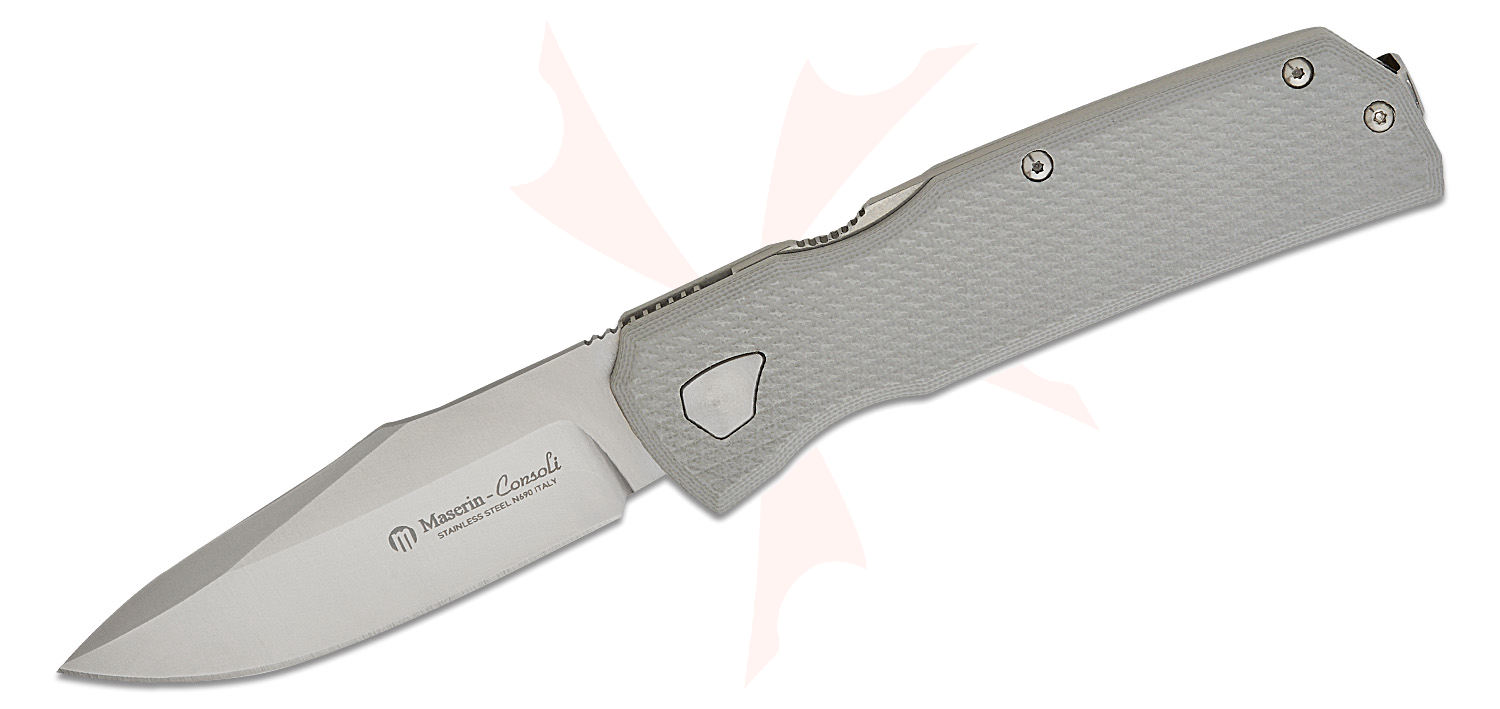 Maserin 502/G10G Power Folding Knife 3.15" N690 Satin Drop Point Blade ...