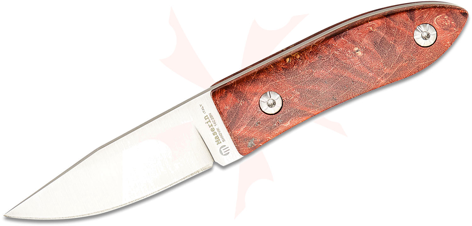 Maserin 923/RR AM22 Fixed Blade Knife 2.75" Sandvik 14C28N Satin Clip ...