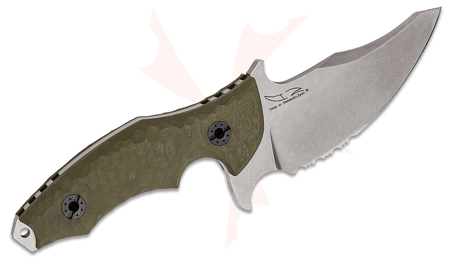Maserin 940/G10V Badger Fixed Blade Knife 4.33" D2 Stonewashed Upswept ...