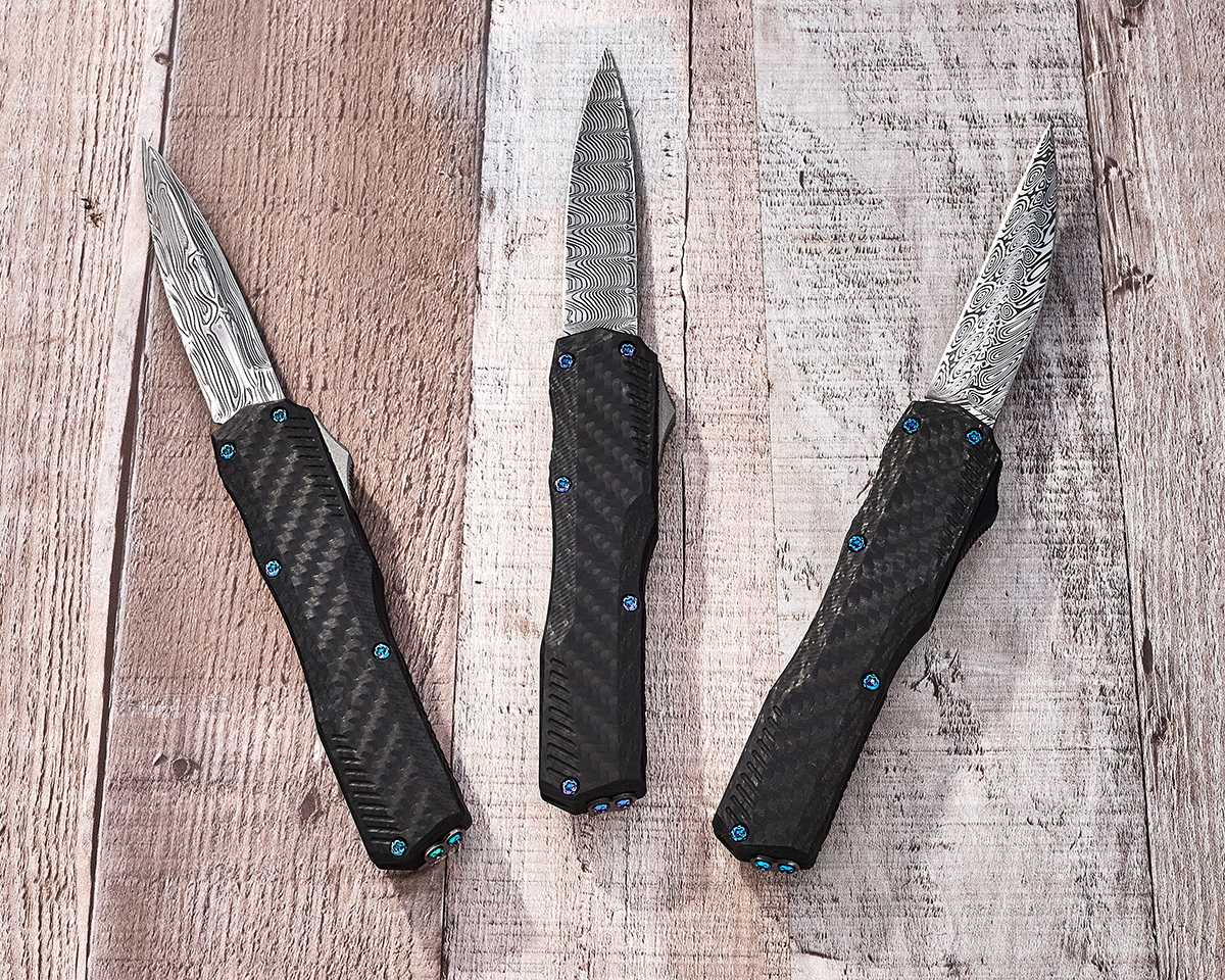 Matt Diskin Custom Livewire OTF AUTO Knife 3.35" Sparse Twist Damasteel ...
