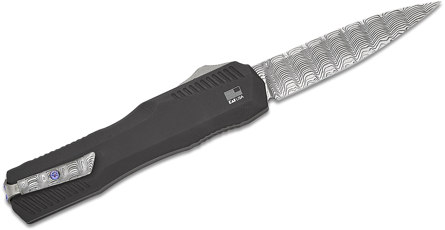 Matt Diskin Custom Livewire OTF AUTO Knife 3.35" Hugin Damasteel Drop ...