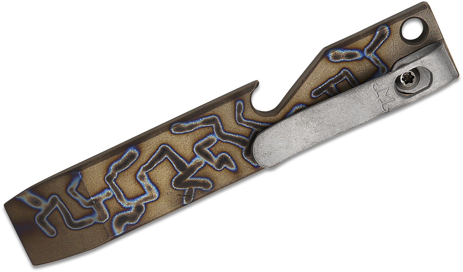 Maverick Customs 3.8" Flamed Geometric Titanium Pry Bar with Bottle ...