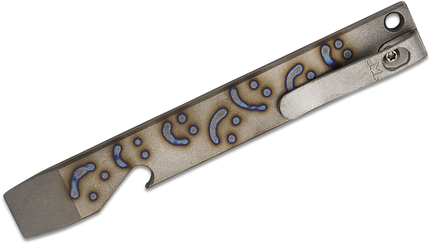 Maverick Customs 5" Smiley Face Flamed Titanium Pry Bar with Bottle ...