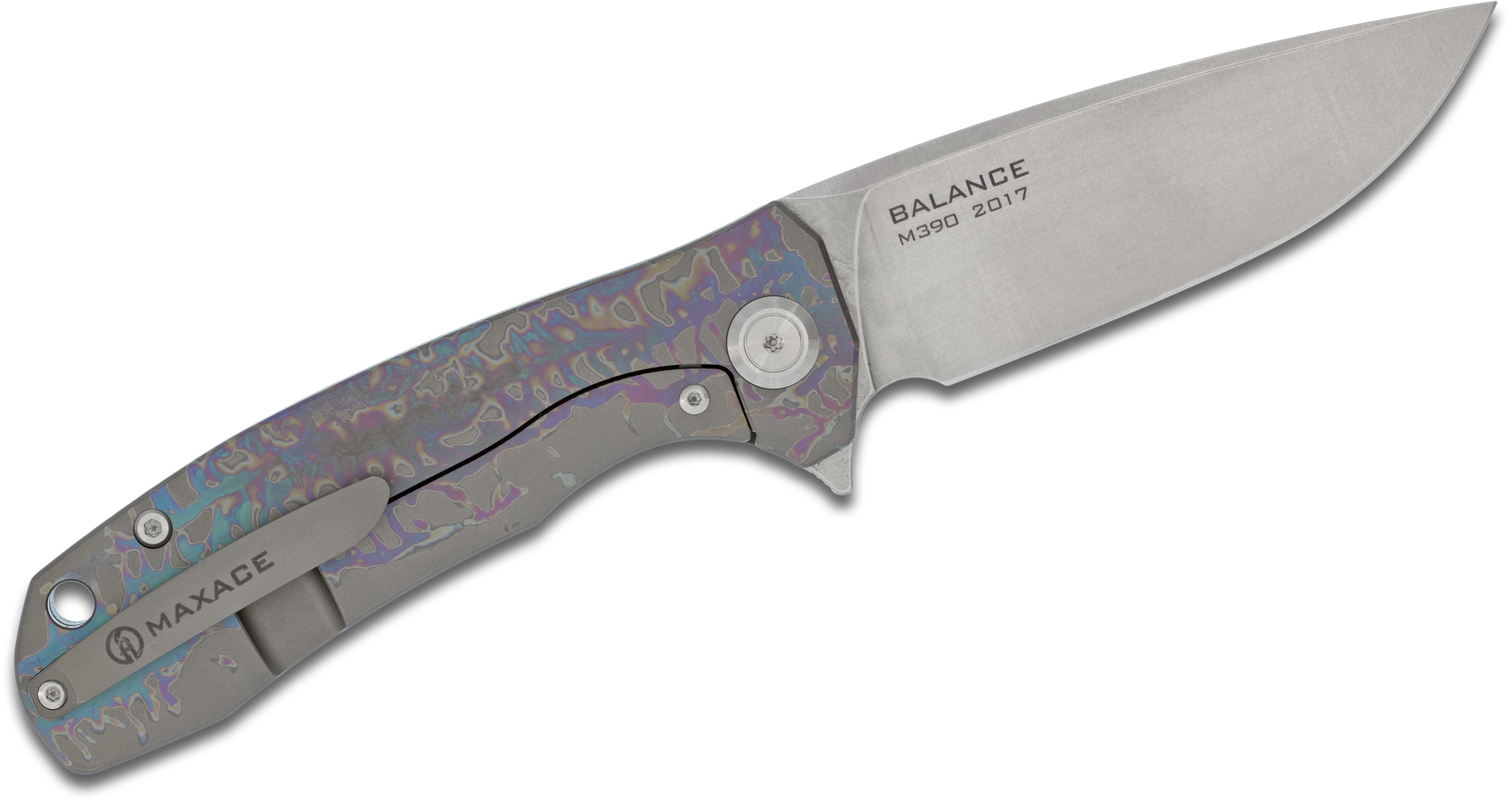 Maxace Knives Balance 2017 Flipper 3.7" M390 Stonewashed Blade, Carbon ...