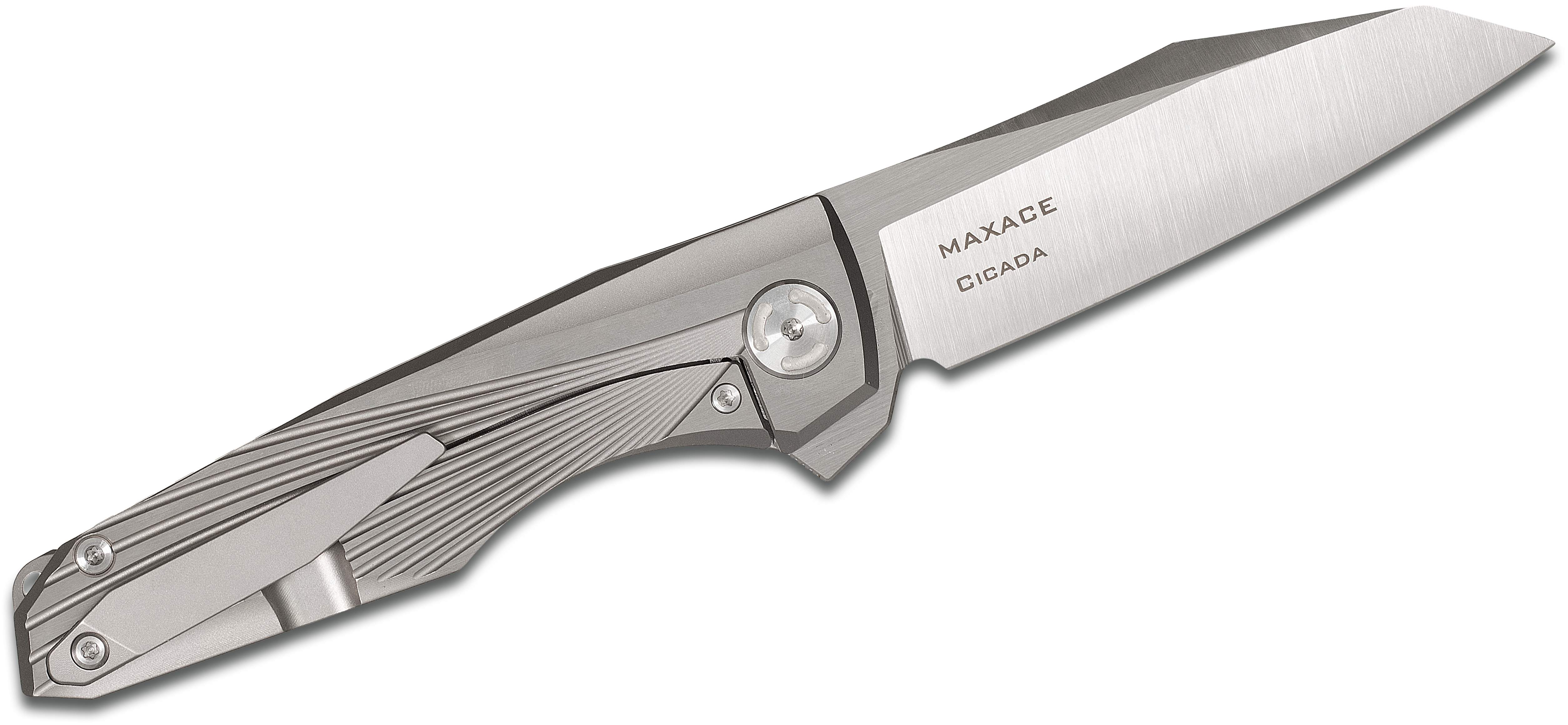 Maxace Knives Cicada Flipper 3.74" M390 Satin Blade, Sandblasted Milled ...