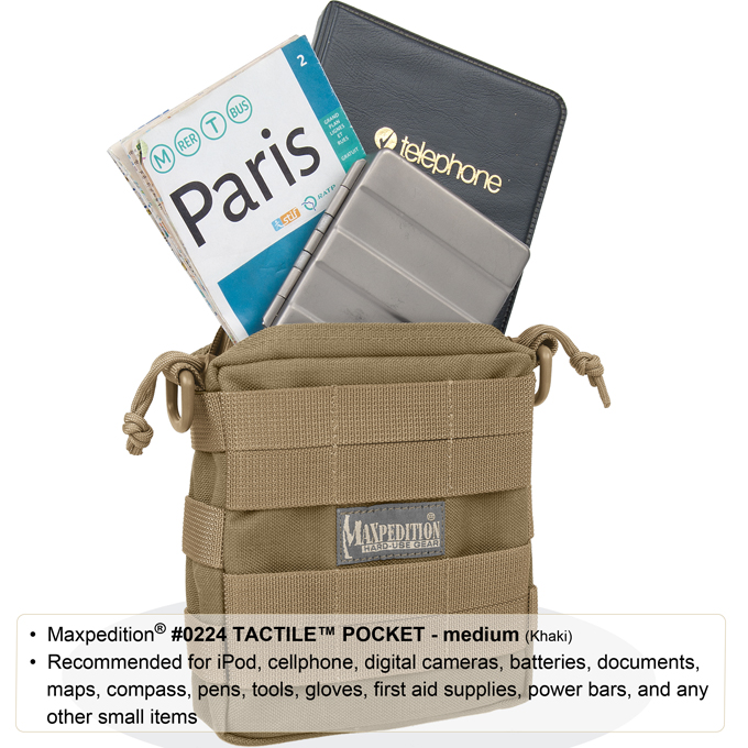 Maxpedition 0224B Tactile Pocket - Medium, Black - KnifeCenter ...