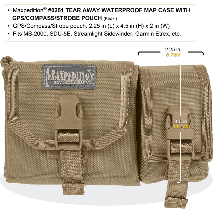 Maxpedition 0251G Tear Away Waterproof Map Case with GPS/Compass/Strobe ...