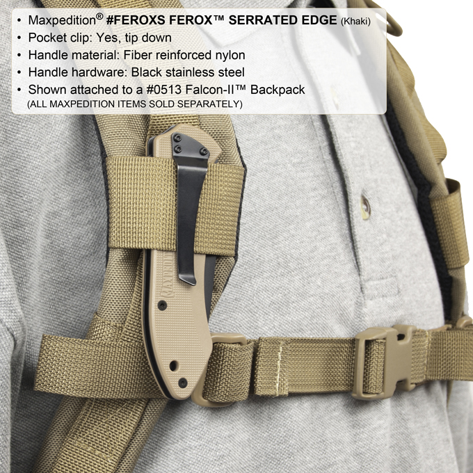 Maxpedition FEROXSG Ferox Folding Knife 3.25" Serrated Blade, OD Green ...