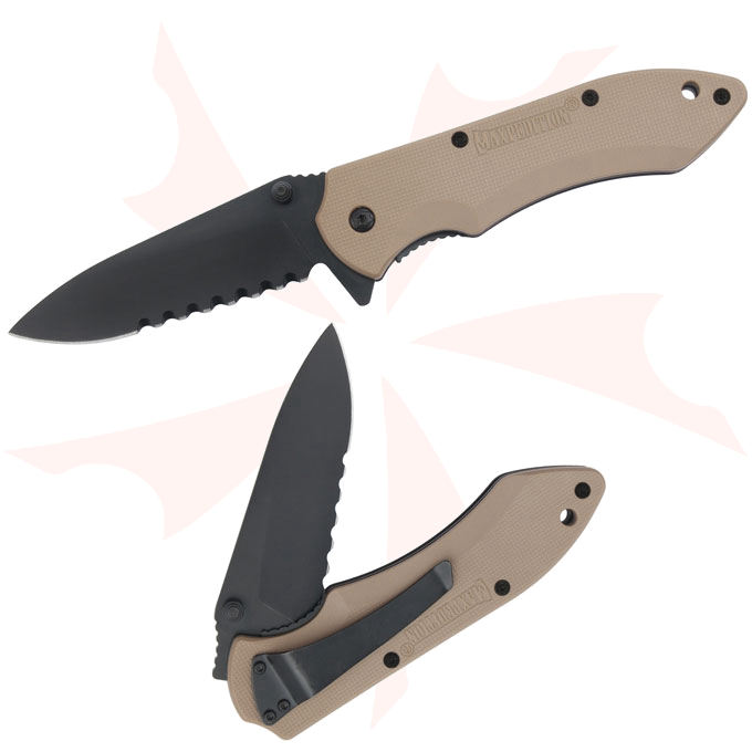Maxpedition FEROXSK Ferox Folding Knife 3.25" Serrated Blade, Khaki FRN ...