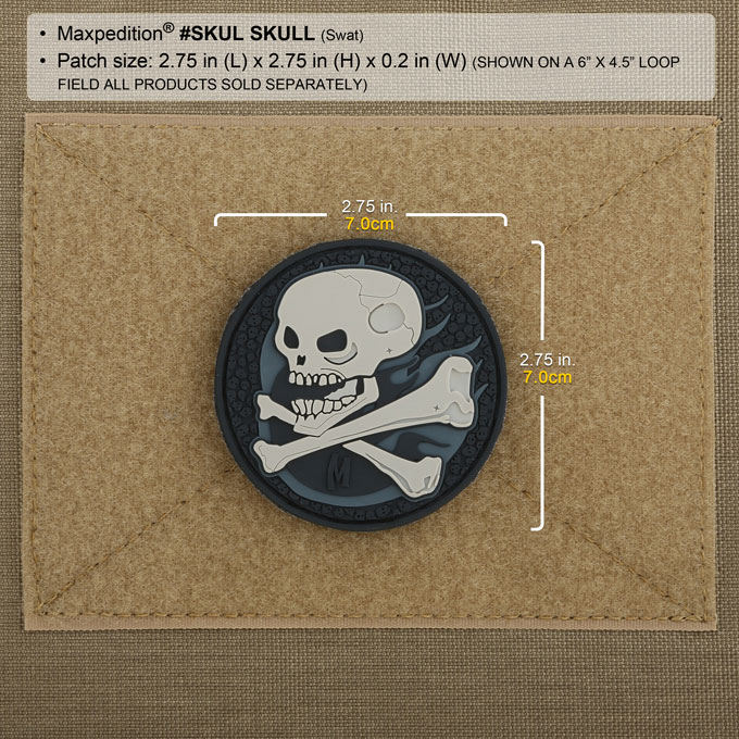 Maxpedition SKULS PVC Skull Patch, SWAT - KnifeCenter