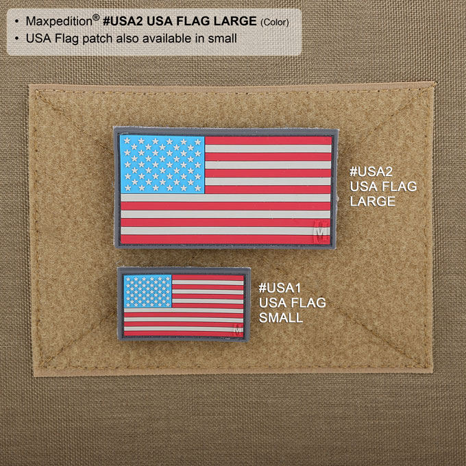 Maxpedition PVC Large USA Flag Patch, Stealth - KnifeCenter - USA2X