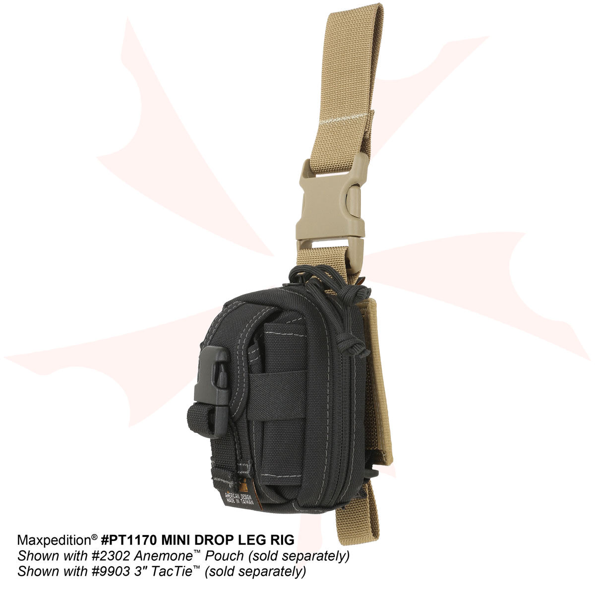 Maxpedition PT1170B Mini Drop Leg Rig, Black - KnifeCenter - Discontinued