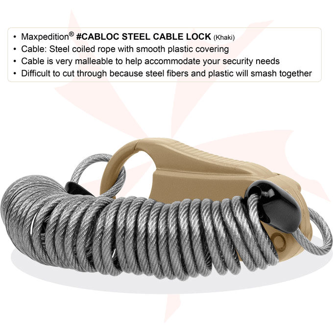 Maxpedition CABLOCF Steel Cable Lock, Foliage Green - KnifeCenter