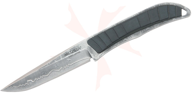 Mcusta MC-61D Slim Line Fixed 3.5" VG10 Damascus Blade, Damascus Handle ...