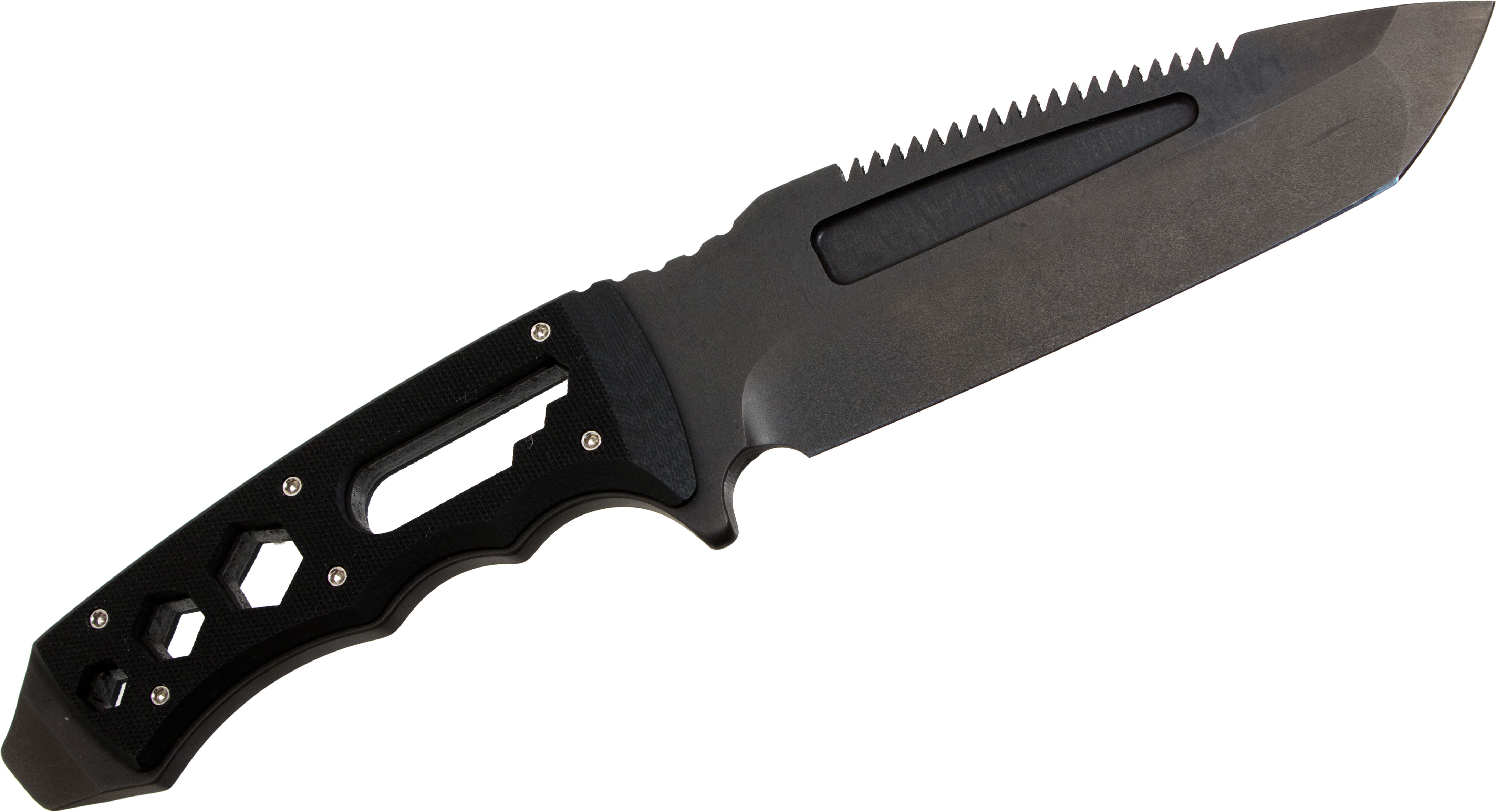 Medford Sawnto Fixed 5.6" Black D2 Tanto Sawback Blade, Black G10 ...