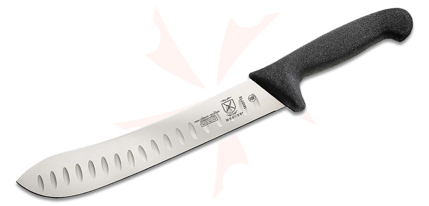 Mercer Cutlery BPX 10" Granton Edge Butcher Knife, Black GRN Handle ...