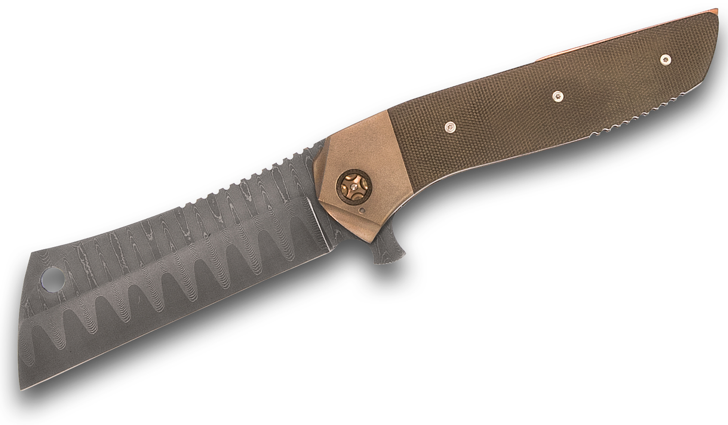 Kurt Merriken Custom Moby XL Cleaver Flipper Knife 5" Vegas Forge Core ...