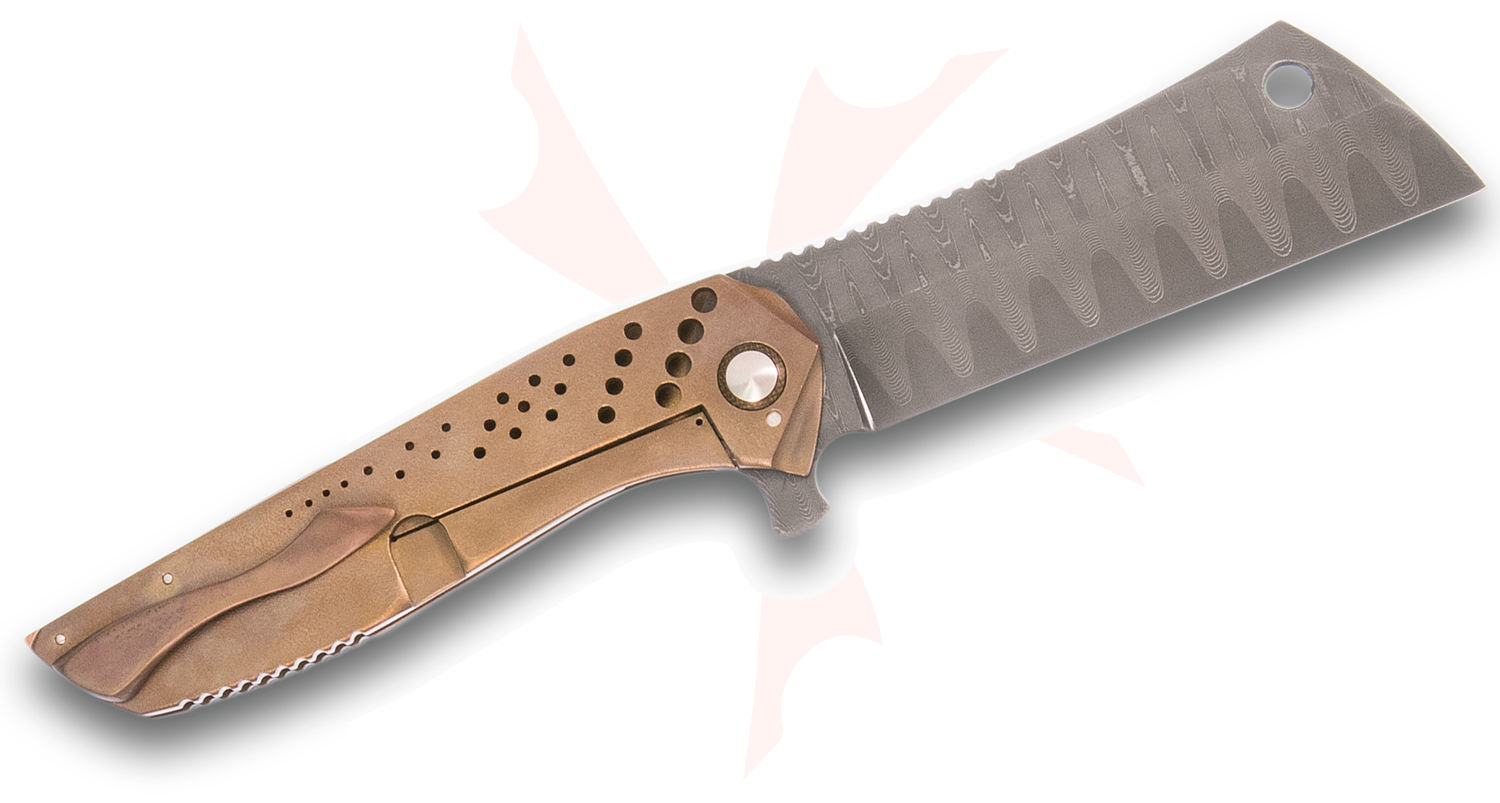 Kurt Merriken Custom Moby XL Cleaver Flipper Knife 5" Vegas Forge Core ...