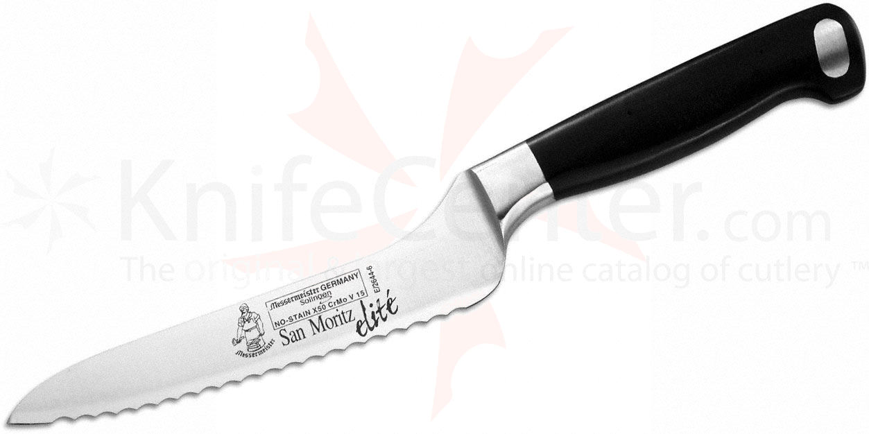 Messermeister San Moritz Elite 6" Scalloped Offset Knife - KnifeCenter ...