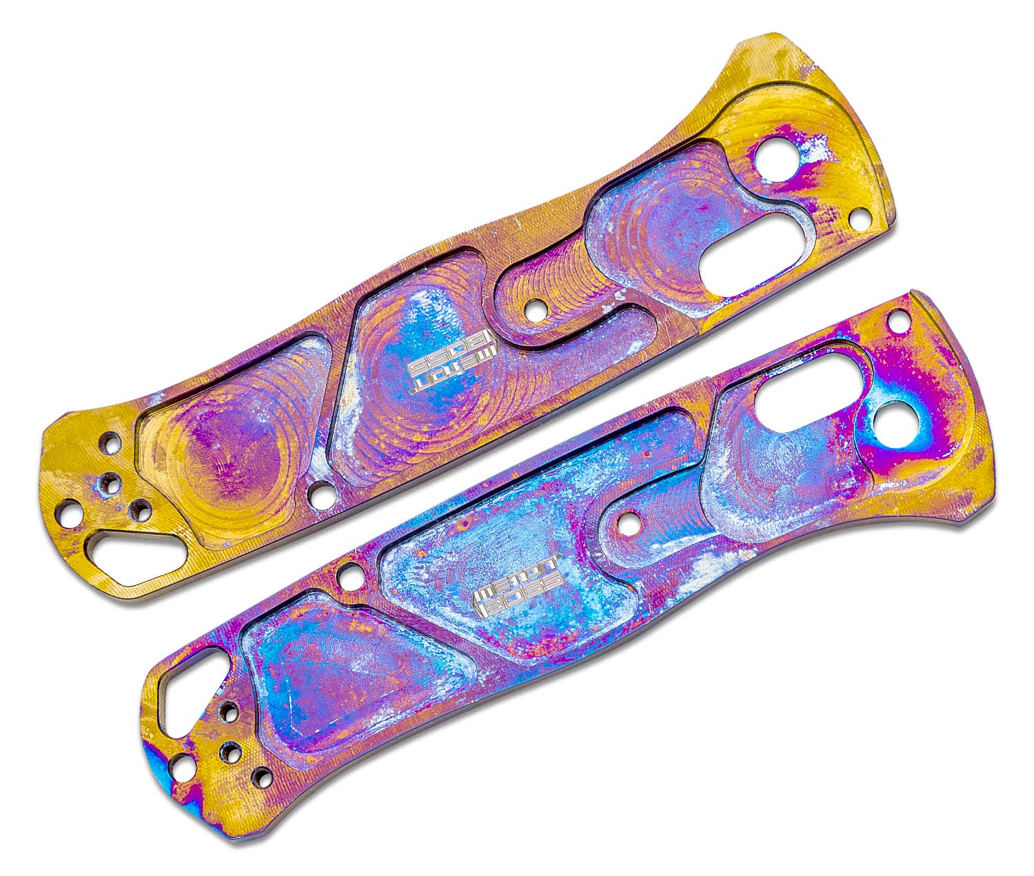 MetonBoss Titanium Benchmade 535 Bugout Scales, Flamed Victoria ...