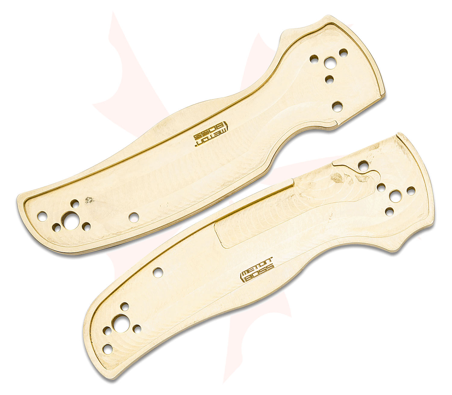 MetonBoss Brass Spyderco Shaman Scales, P40 Riveted Aeroplane Engraved ...