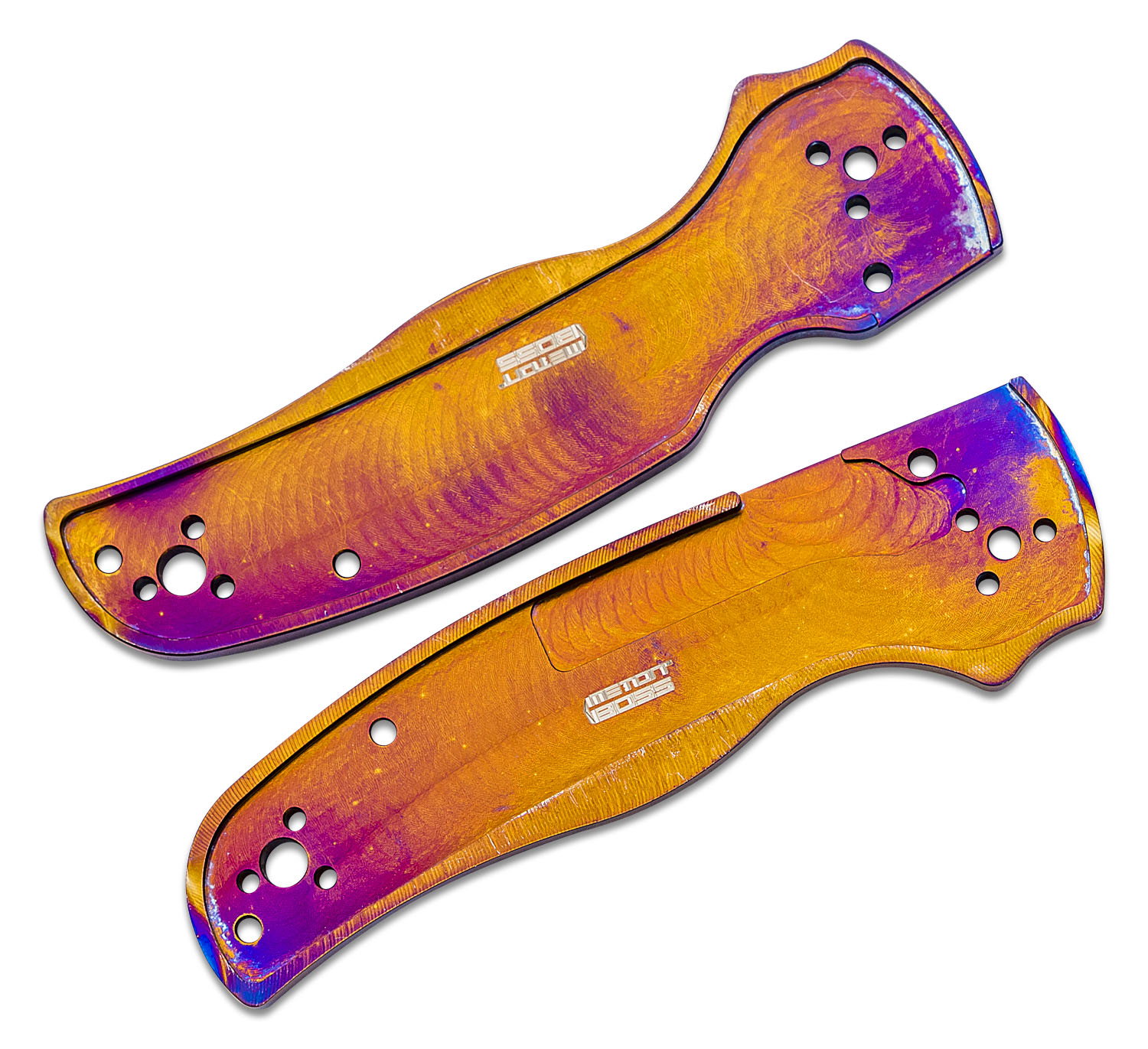MetonBoss Titanium Spyderco Shaman Scales, Flamed Victoria Engraved ...