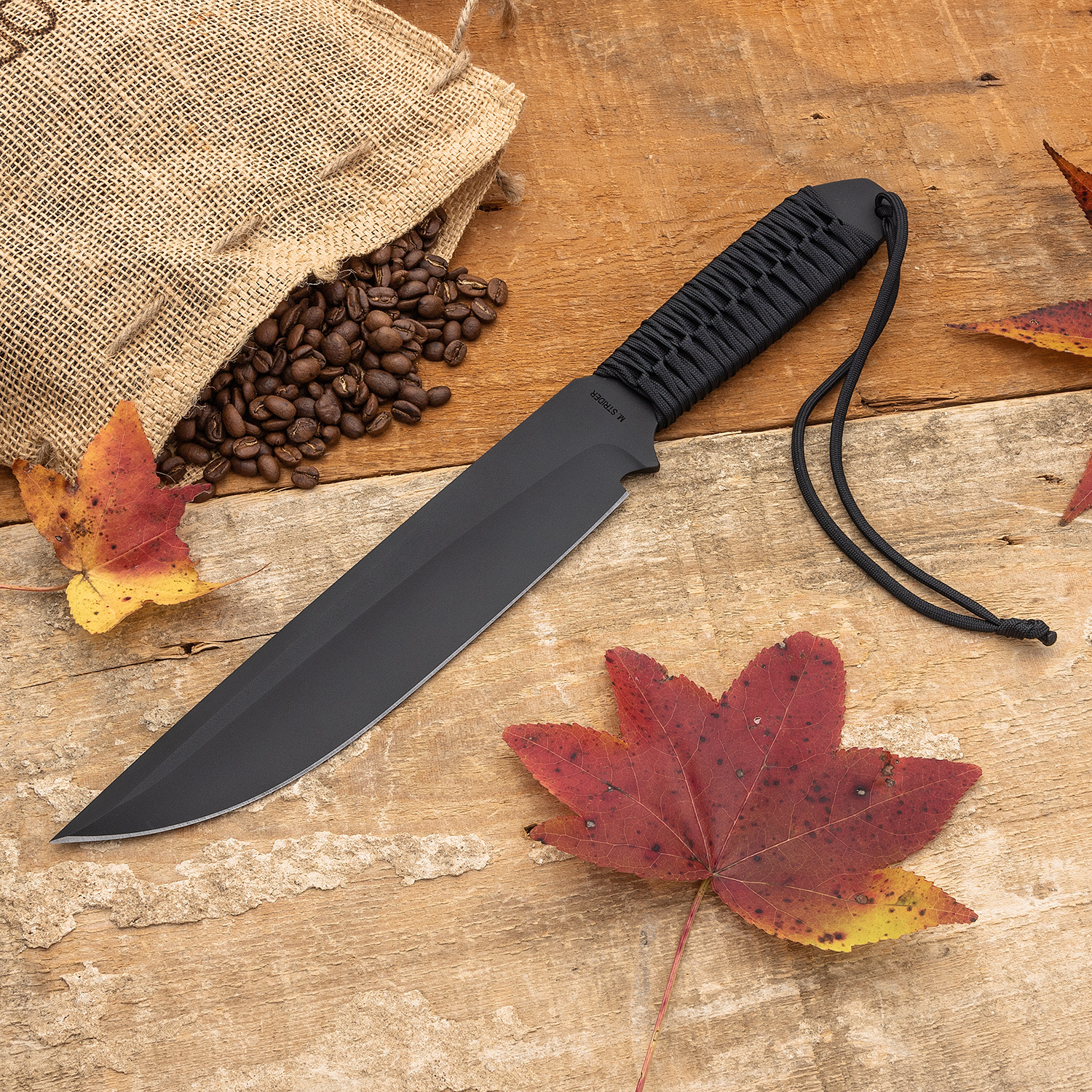 Mick Strider Custom Large Fixed Blade Knife 9.5" Black Oxide Tool Steel ...
