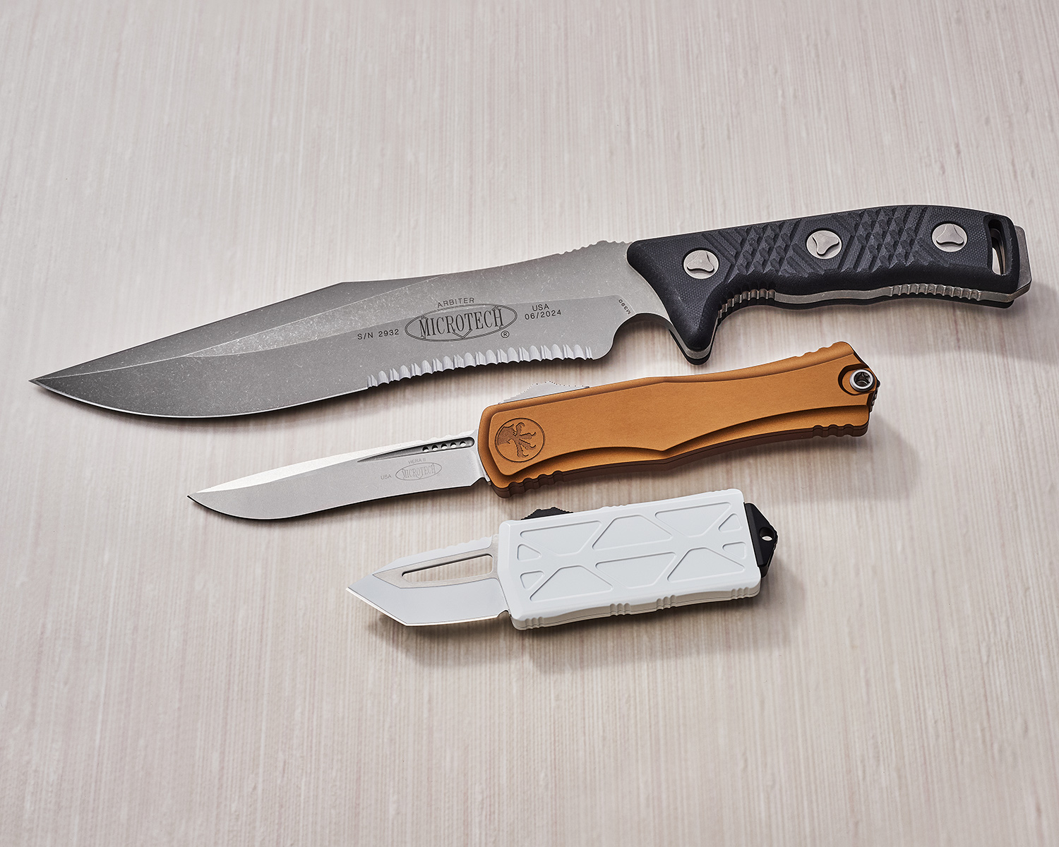 Microtech 104-11AP Arbiter Fixed Blade Knife 9" Apocalyptic Combo ...