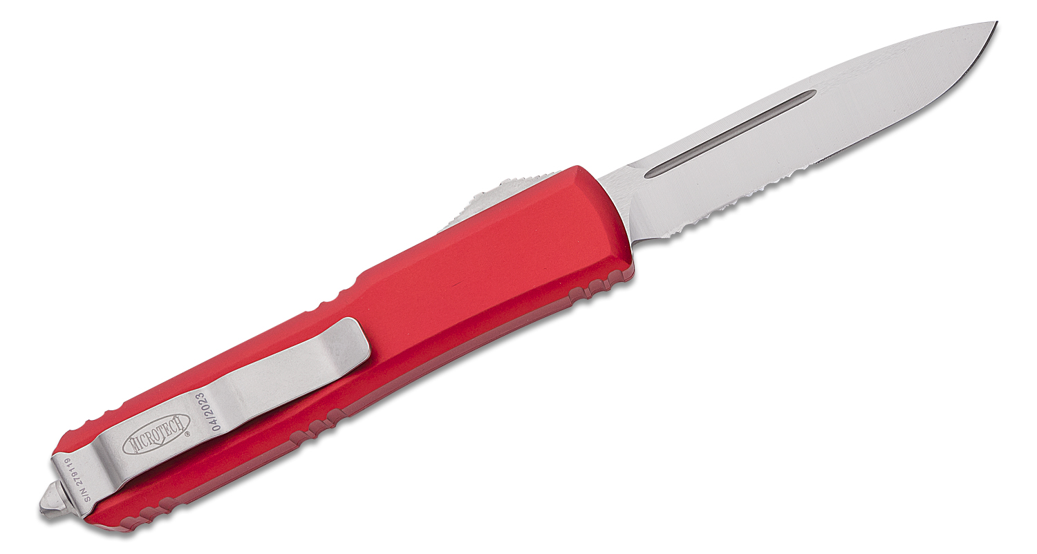 Microtech 121-5RD Ultratech AUTO OTF 3.46" Satin Drop Point Combo Blade ...