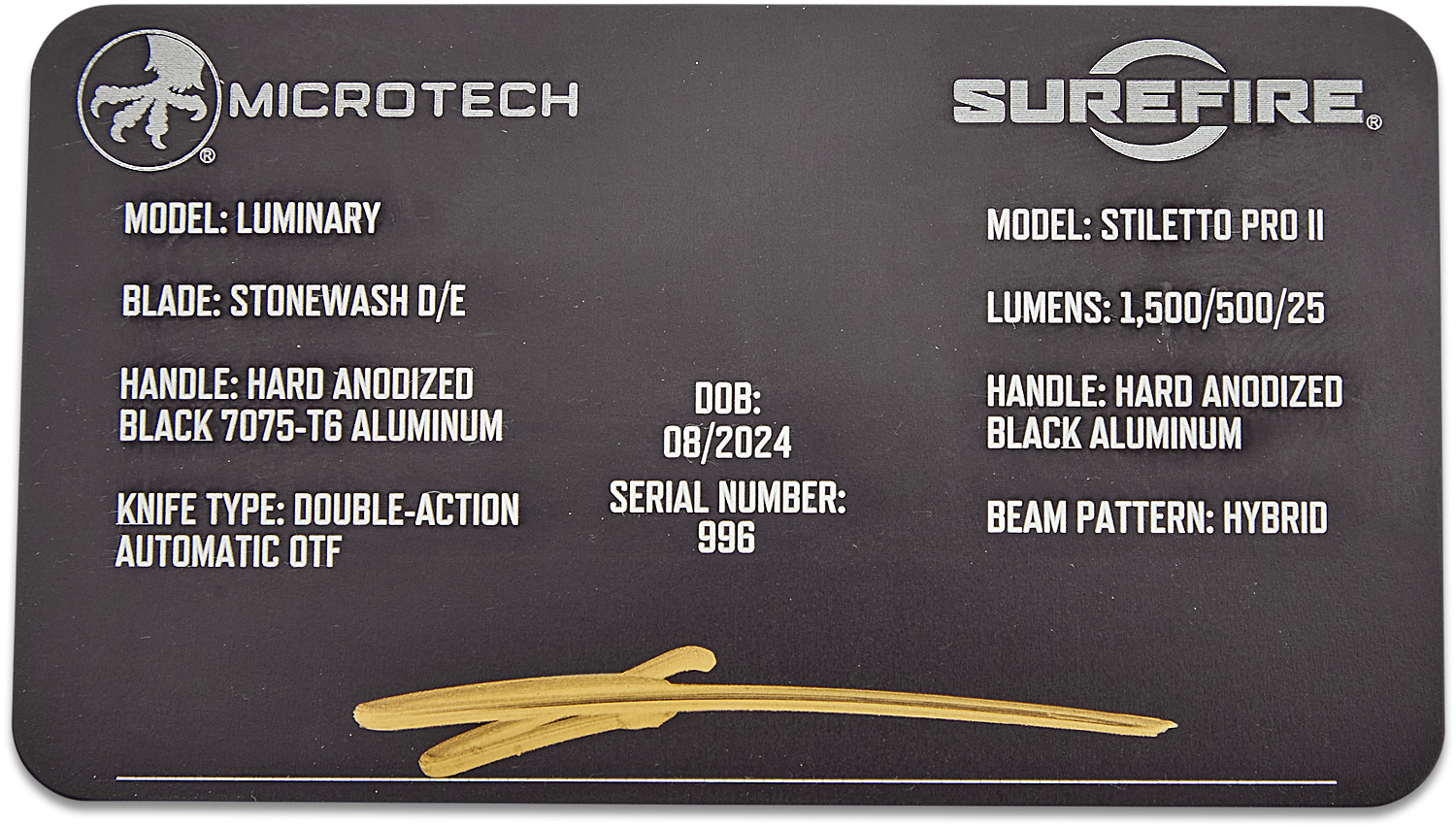 Microtech/SureFire Collaboration Luminary AUTO OTF Knife Box Set 3.625 ...