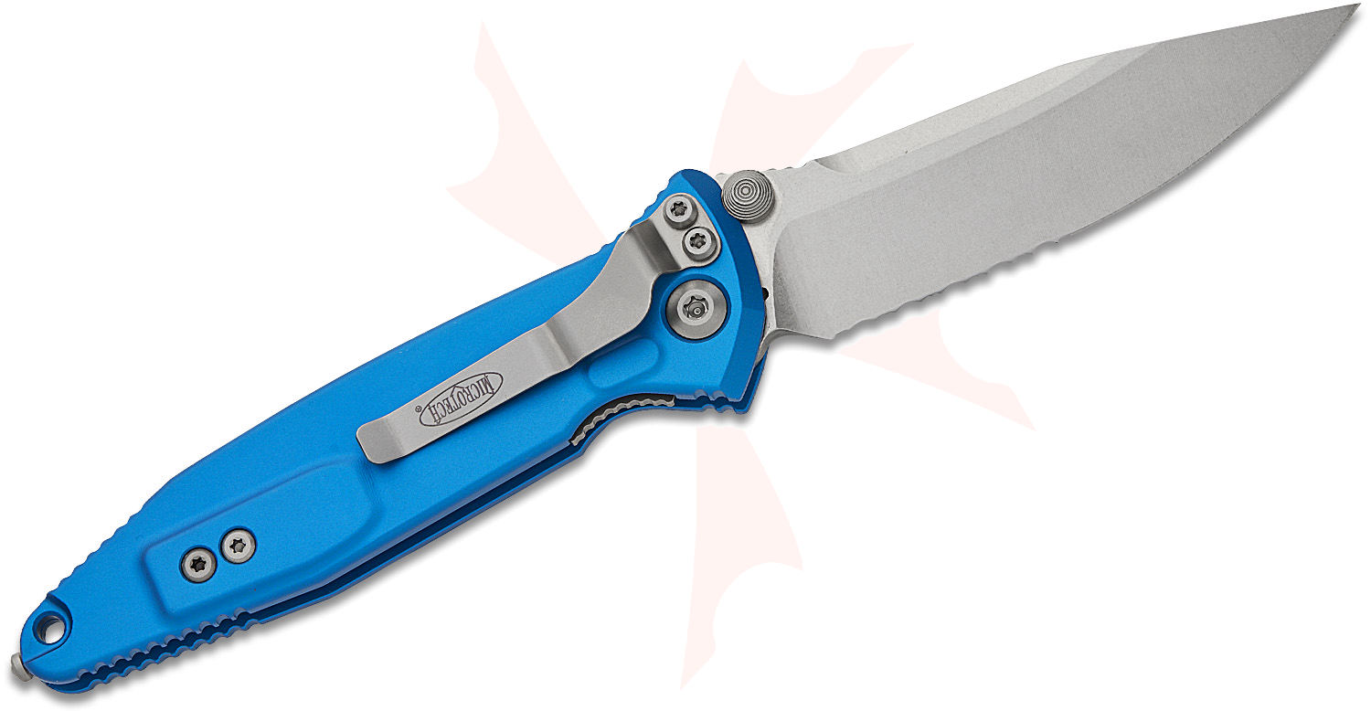 Microtech 160-11BL Socom Elite Manual Folding Knife 4.05" Stonewashed Clip Point Combo Blade ...