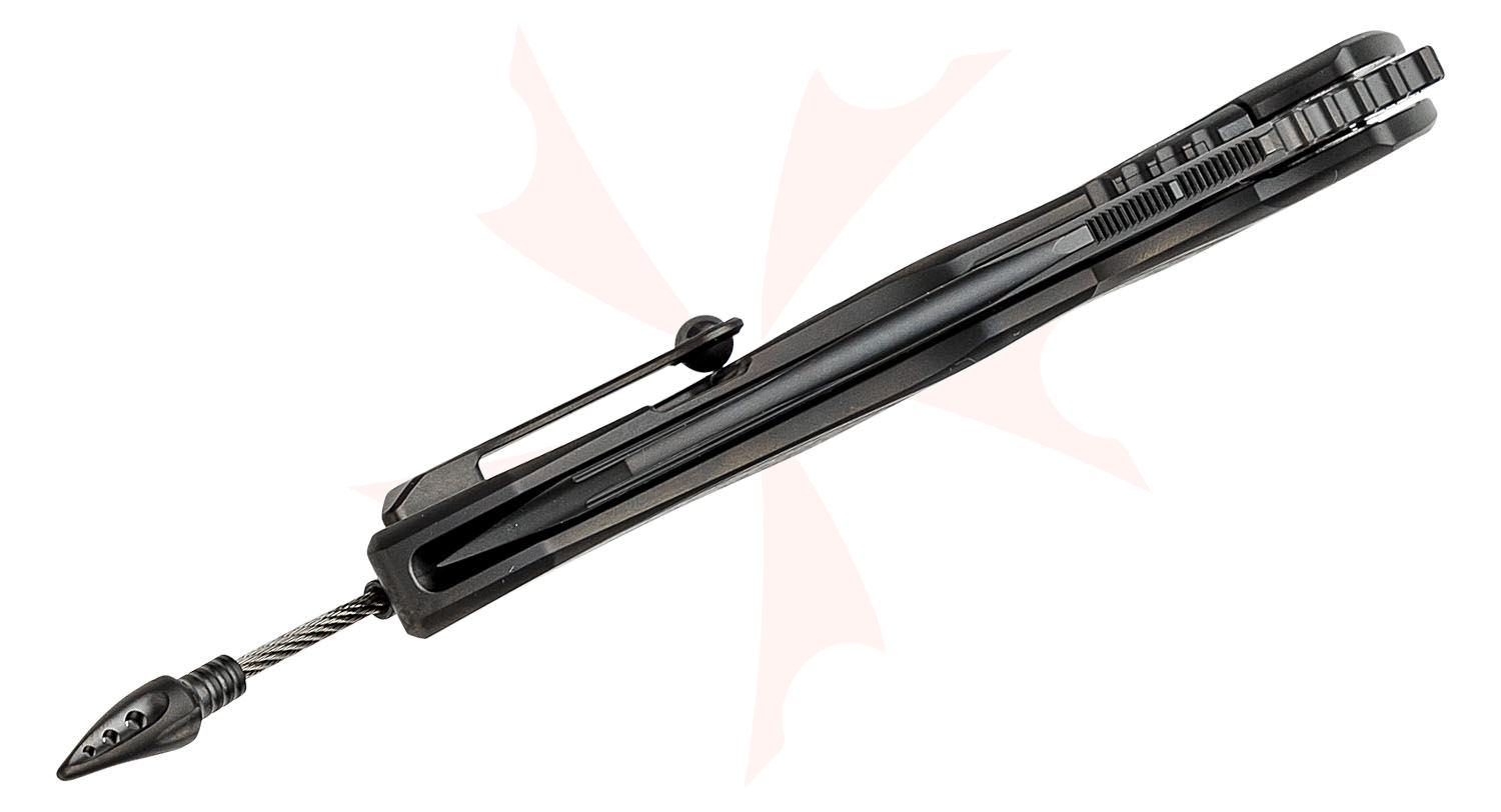 Microtech Anax Manual Folding Knife 3.7" M390 Black DLC Tanto Combo ...