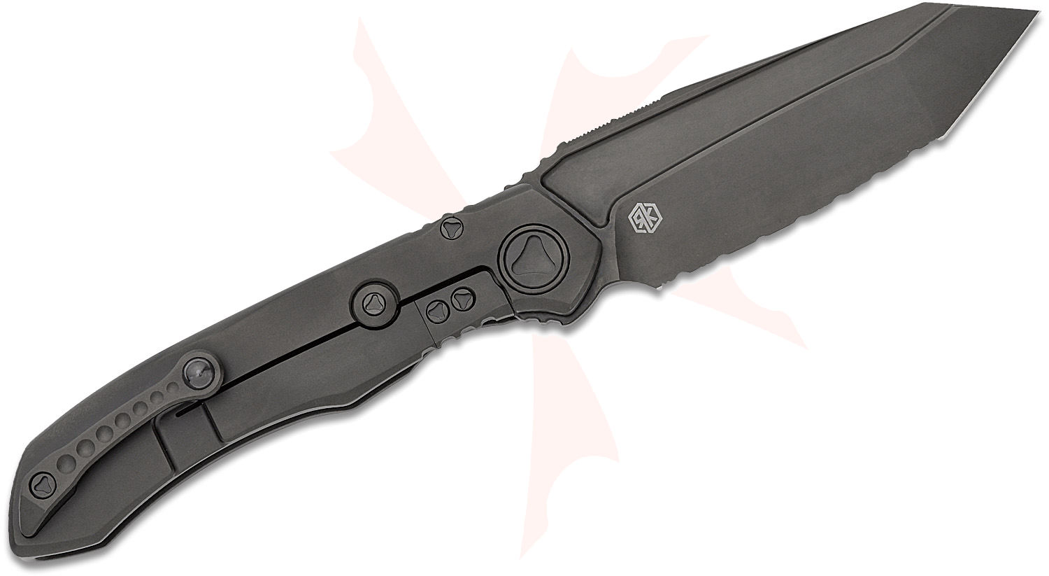 Microtech Anax Manual Folding Knife 3.7" M390 Black DLC Tanto Serrated ...