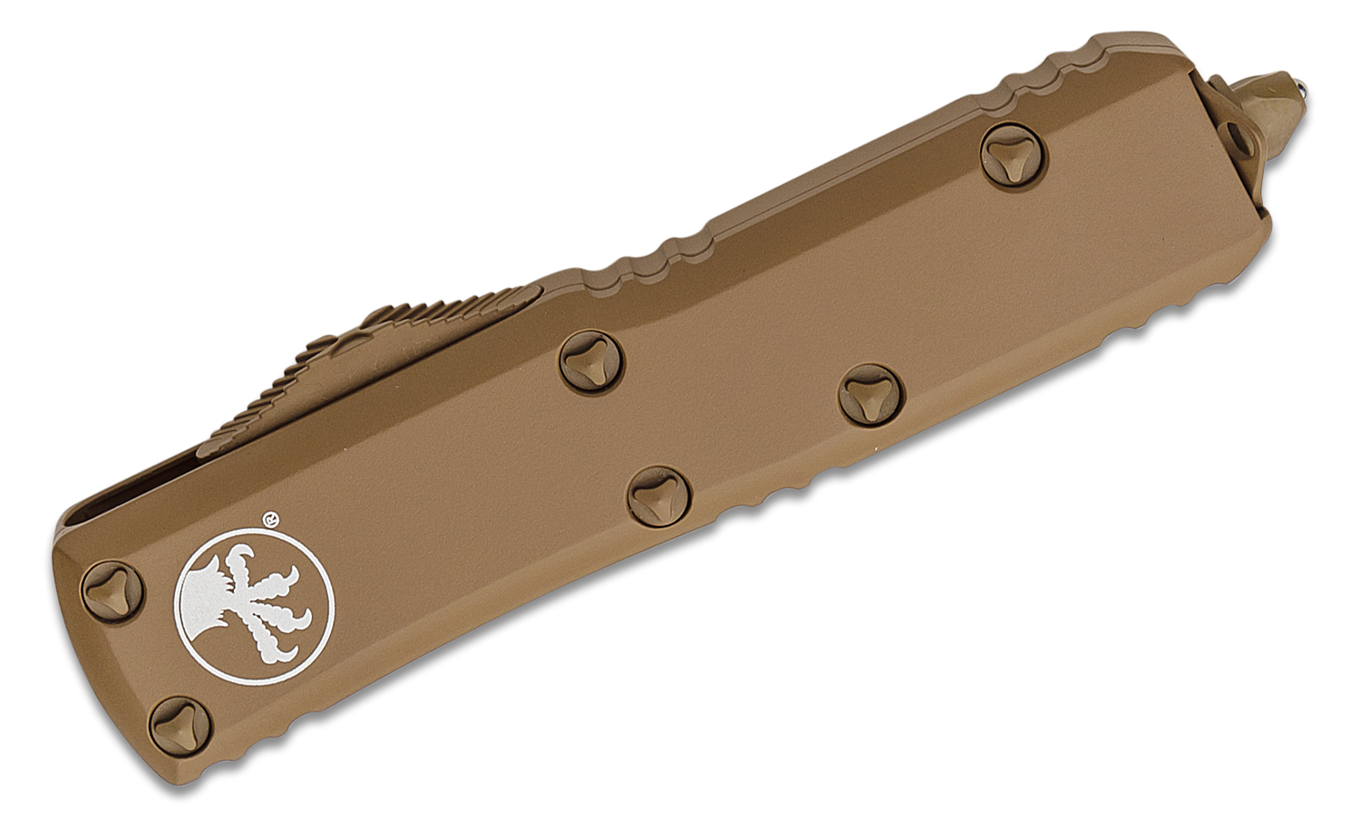 Microtech 232-1CTA UTX-85 AUTO OTF Knife 3" Tan Cerakoted Double Edge Dagger Blade, Tan Cerakote ...