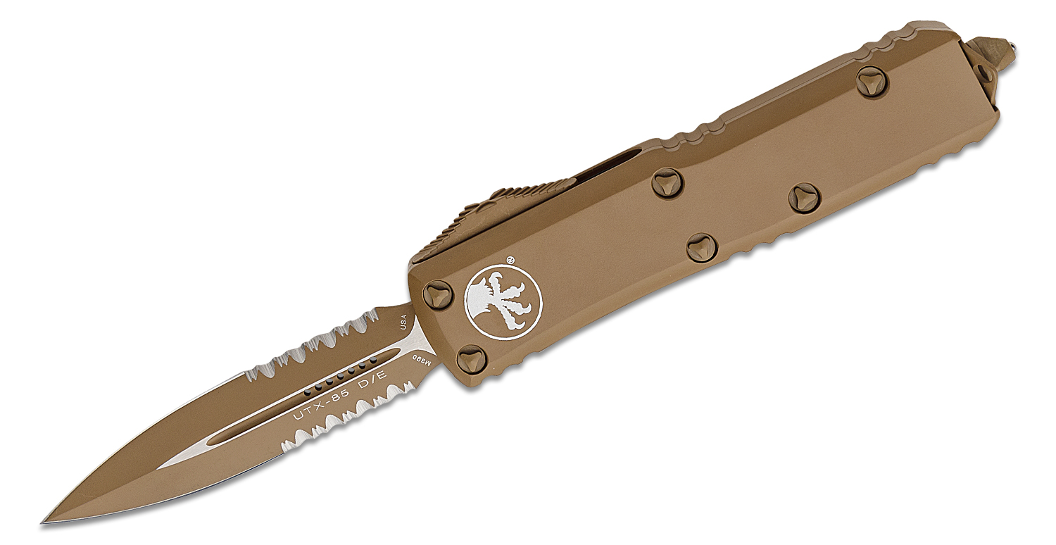 Microtech 232-2CTA UTX-85 AUTO OTF 3" Tan Cerakoted Double Combo Edge ...