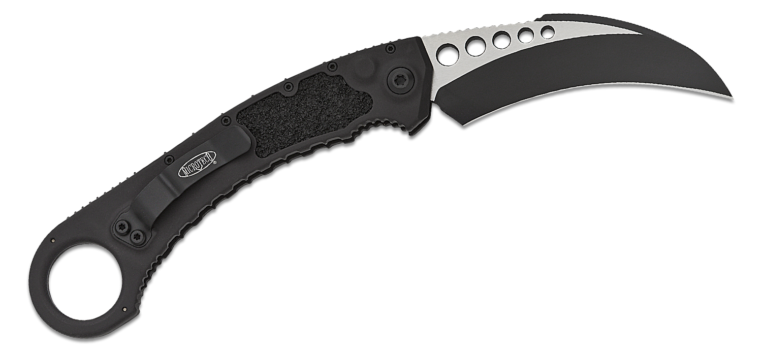 Microtech 266-1T Hawk Karambit Tactical AUTO Folding Knife 3.95" Black ...